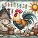 Calico Rooster Clip Art 10 High Res Watercolor Jpgs for Junk Journaling ...