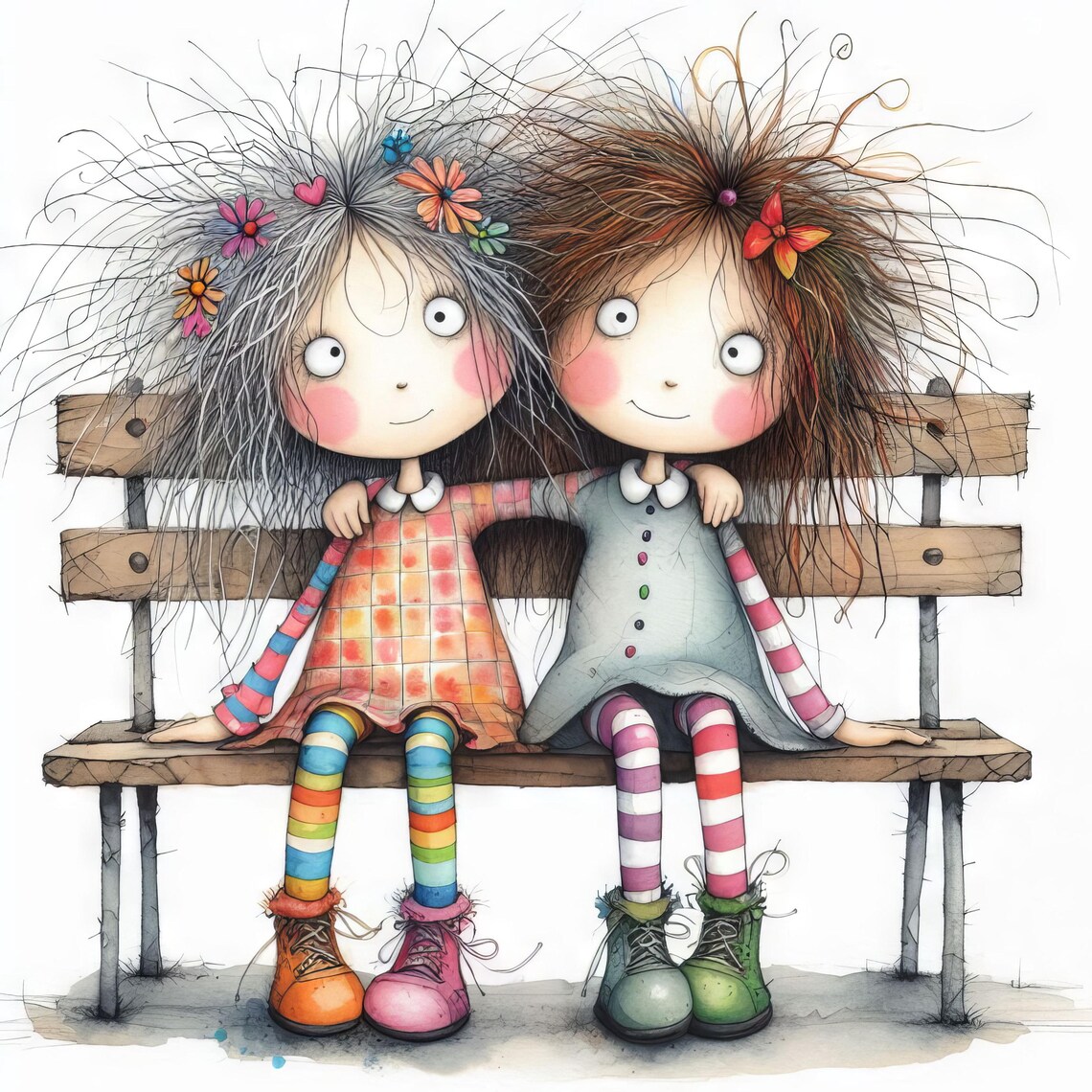 Quirky Friends Clip Art 10 High Res Watercolor Jpgs Junk Journaling ...