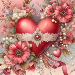 Boho Fancy Red Heart Clipart Bundle 10 High Res Watercolor Jpgs for ...