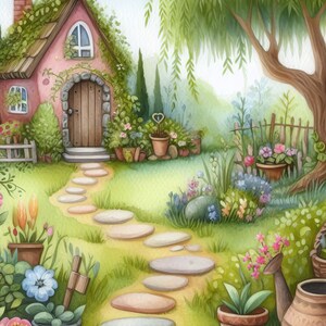 Fantasy Garden Path: Clipart Bundle 10 High Res Watercolor Jpgs for ...