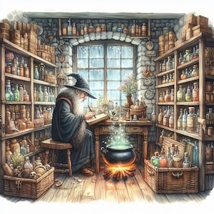 Wizard's Workshop Clip Art Bundle 10 High Res Watercolor Jpgs Junk ...