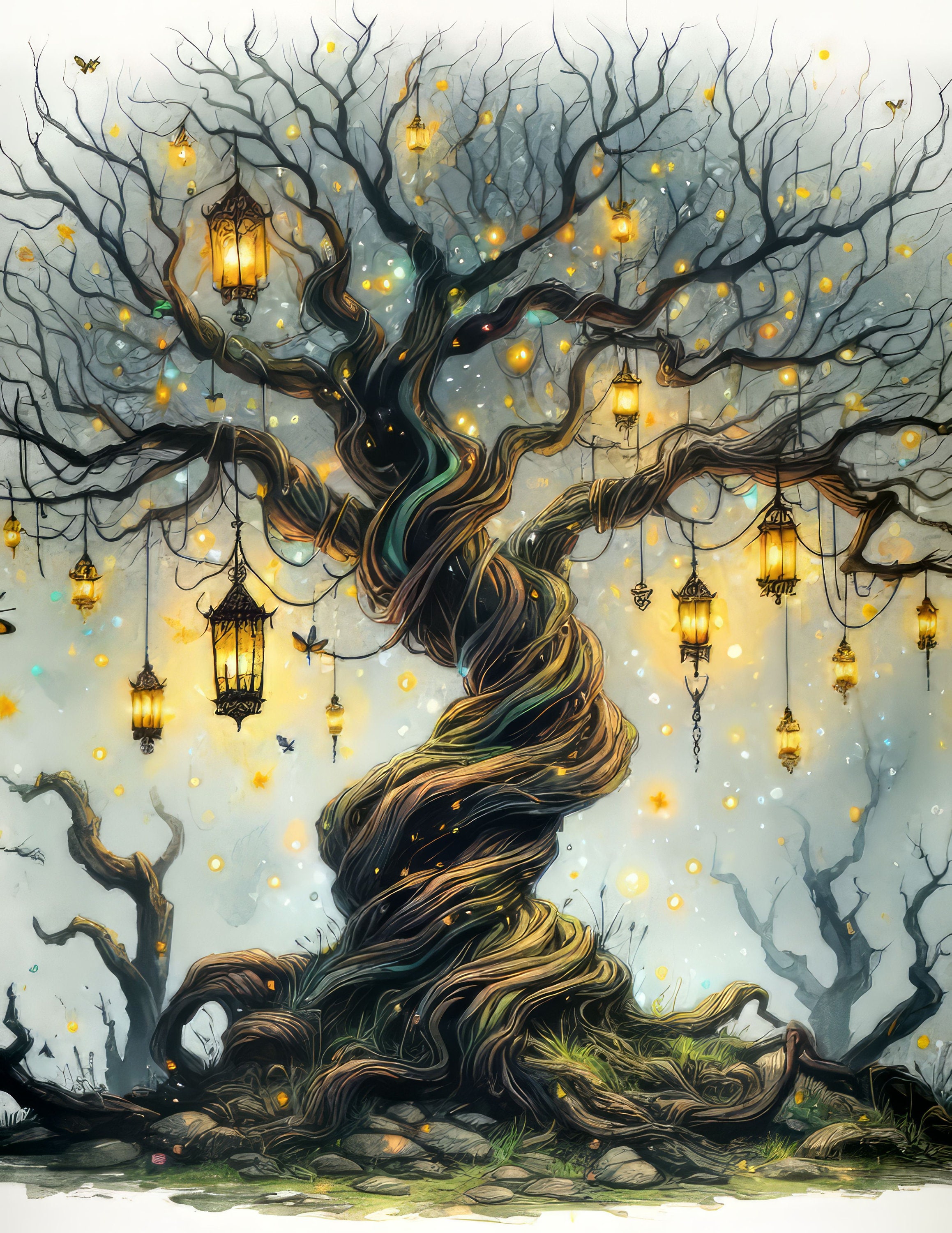 Firefly Tree Clipart Bundle 10 High Res Watercolor Jpgs for Junk ...