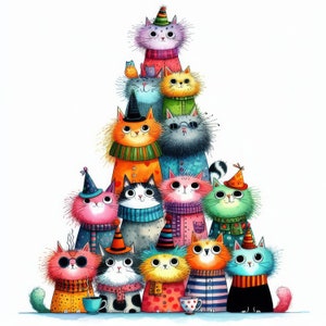 Quirky Cat Pyramid: Clip Art 10 High Res Watercolor Jpgs Junk ...