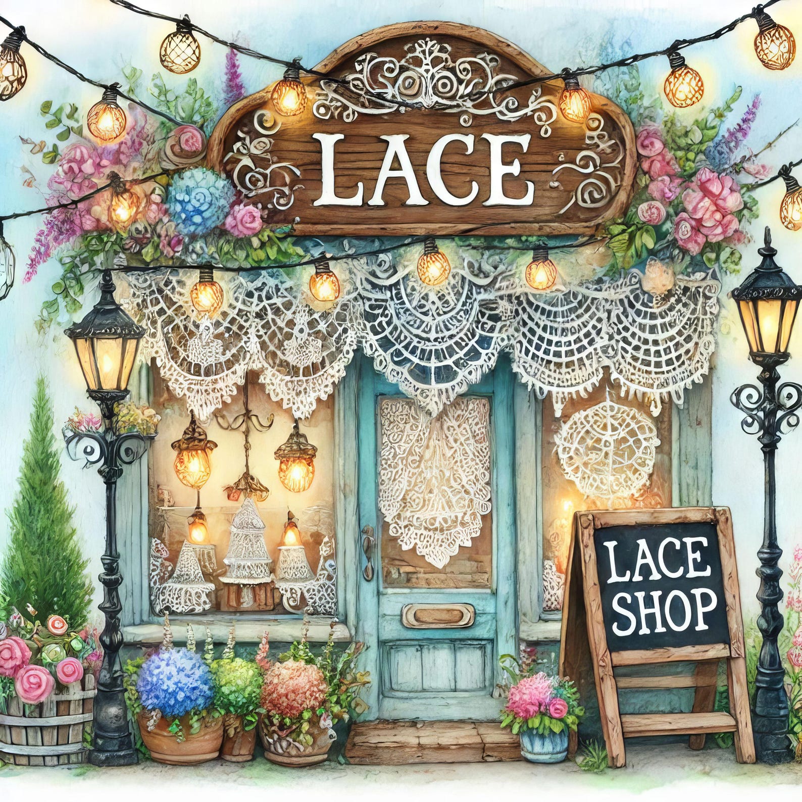Lace Shop: 10 High Res Watercolor Jpgs Junk Journaling, Scrapbooking ...