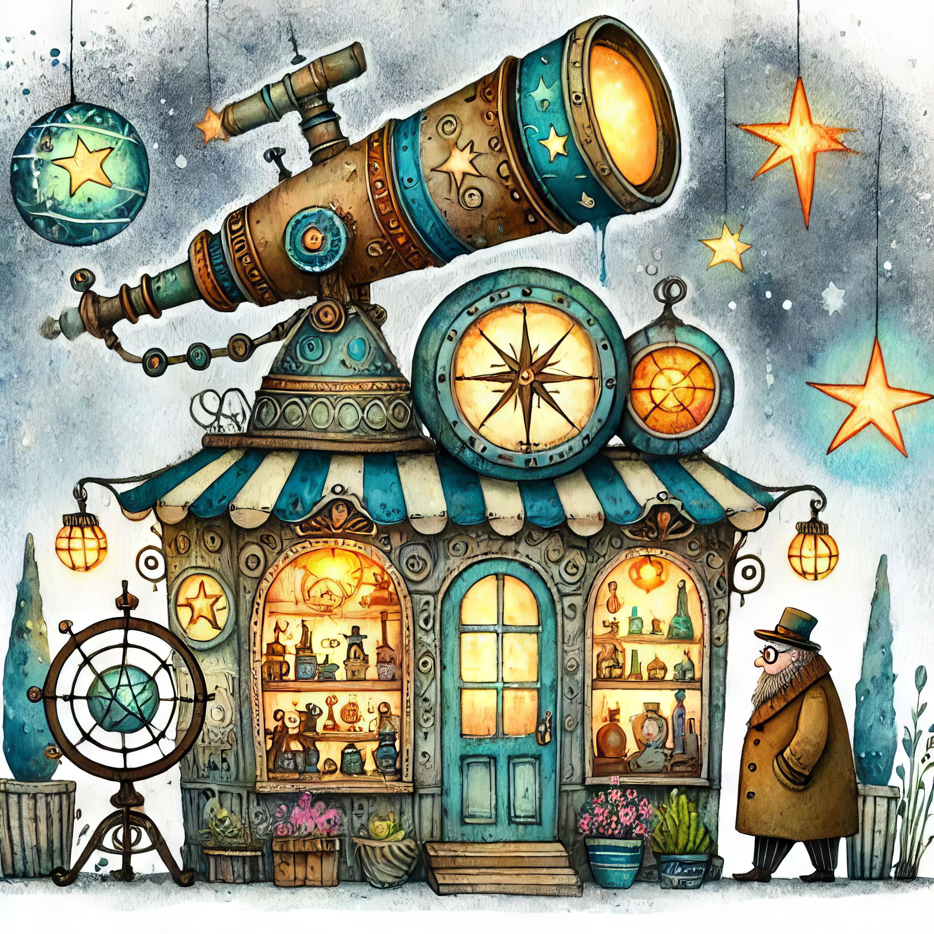 Astronomy Shop: 10 High Res Watercolor Jpgs. Junk Journaling ...