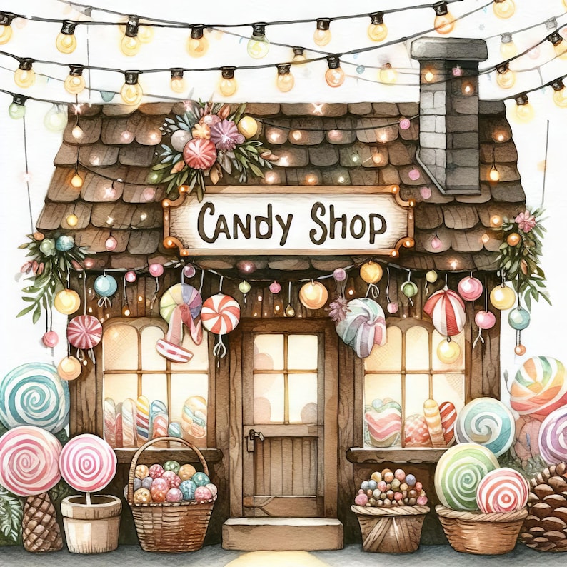 Candy Shop Clip Art 10 High Res Watercolor Jpgs Junk Journaling ...