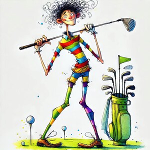 Quirky Golf #2 10 High Res Watercolor Jpgs for Junk Journaling ...