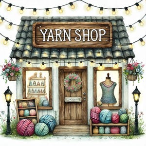 Yarn Shop Clip Art 10 High Res Watercolor Jpgs Junk Journaling ...