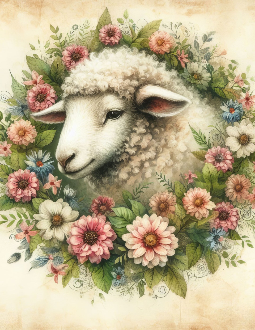 Vintage Sheep 10 High Res Watercolor Jpgs for Junk Journaling ...