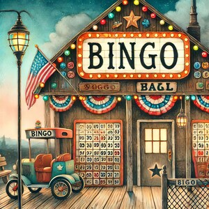 Bingo Hall: 10 High Res Watercolor Jpgs, Junk Journaling, Scrapbooking ...