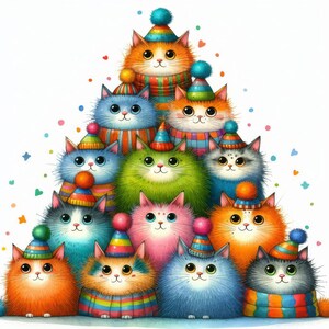 Quirky Cat Pyramid: Clip Art 10 High Res Watercolor Jpgs Junk ...