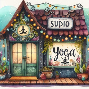 Yoga Studio Clip Art 10 High Res Watercolor Jpgs Junk Journaling ...
