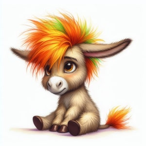 Quirky Little Donkey: Clip Art, 10 High Res Watercolor Jpgs, Junk ...