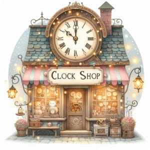 Clock Shop: Clip Art, 10 High Res Watercolor Jpgs, Junk Journaling ...