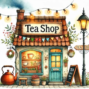 Tea Shop 10 High Res Watercolor Jpgs Junk Journaling, Scrapbooking ...
