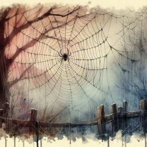 Misty Spider Web 10 High Res Watercolor Jpgs for Junk Journaling ...