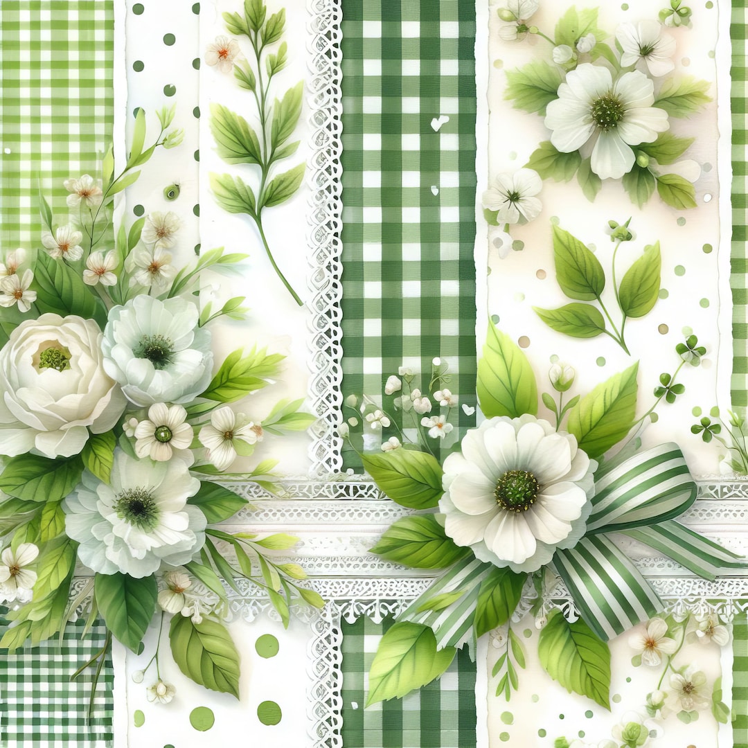 Green Calico Paper: Clip Art Bundle 10 High Res Watercolor Jpgs for ...