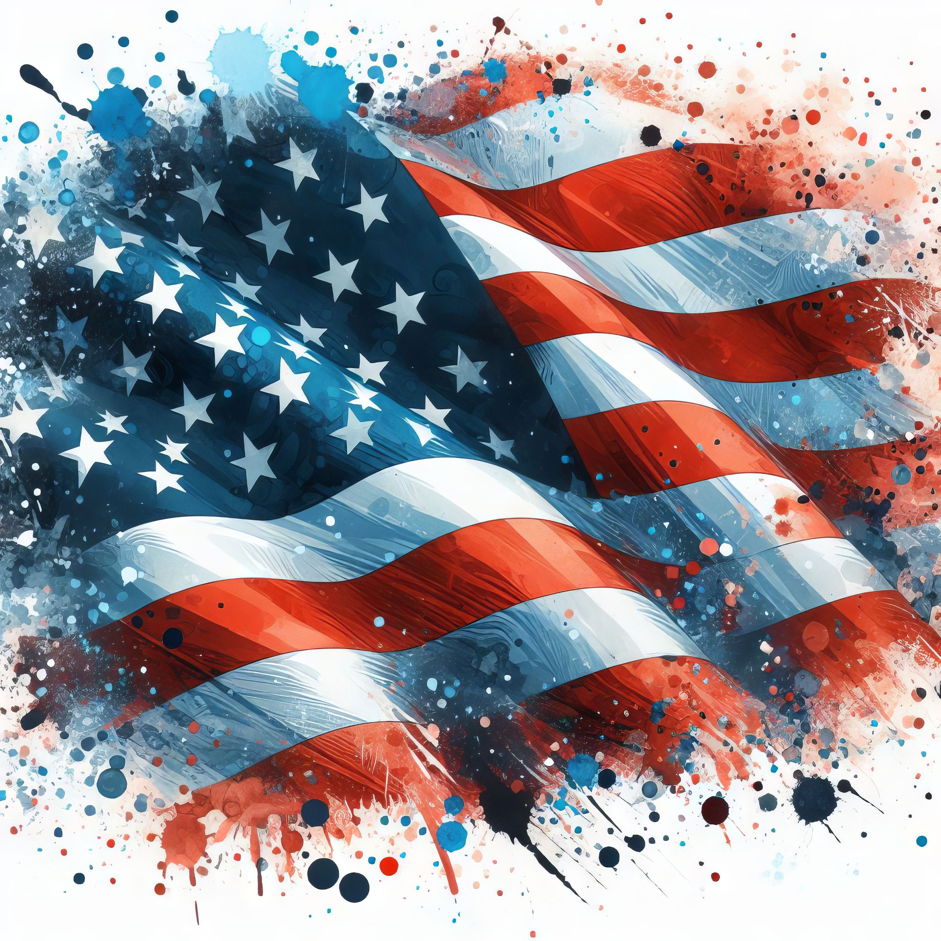 American Flag Clip Art Bundle 10 High Res Watercolor Jpgs for Junk ...