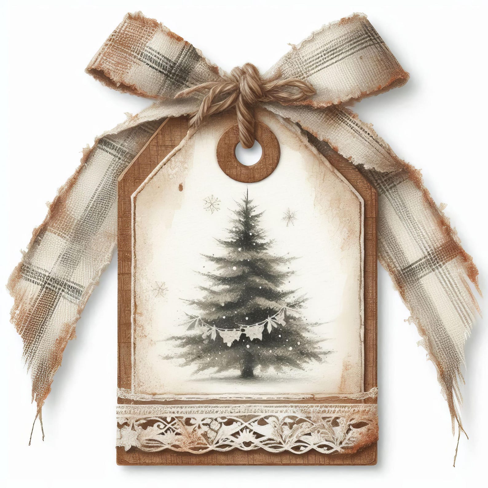 Rustic Christmas Tags: 10 High Res Watercolor Jpgs, Junk Journaling ...