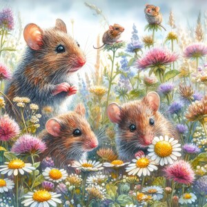 Meadow Mice: Clip Art 10 High Res Watercolor Jpgs for Junk Journaling ...