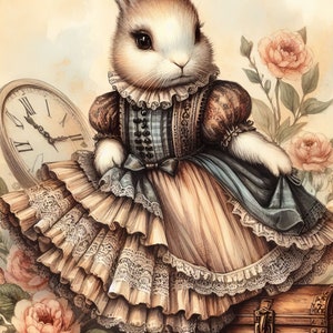 Victorian Lady Bunnies: Clip Art Bundle 10 High Res Watercolor Jpgs for ...