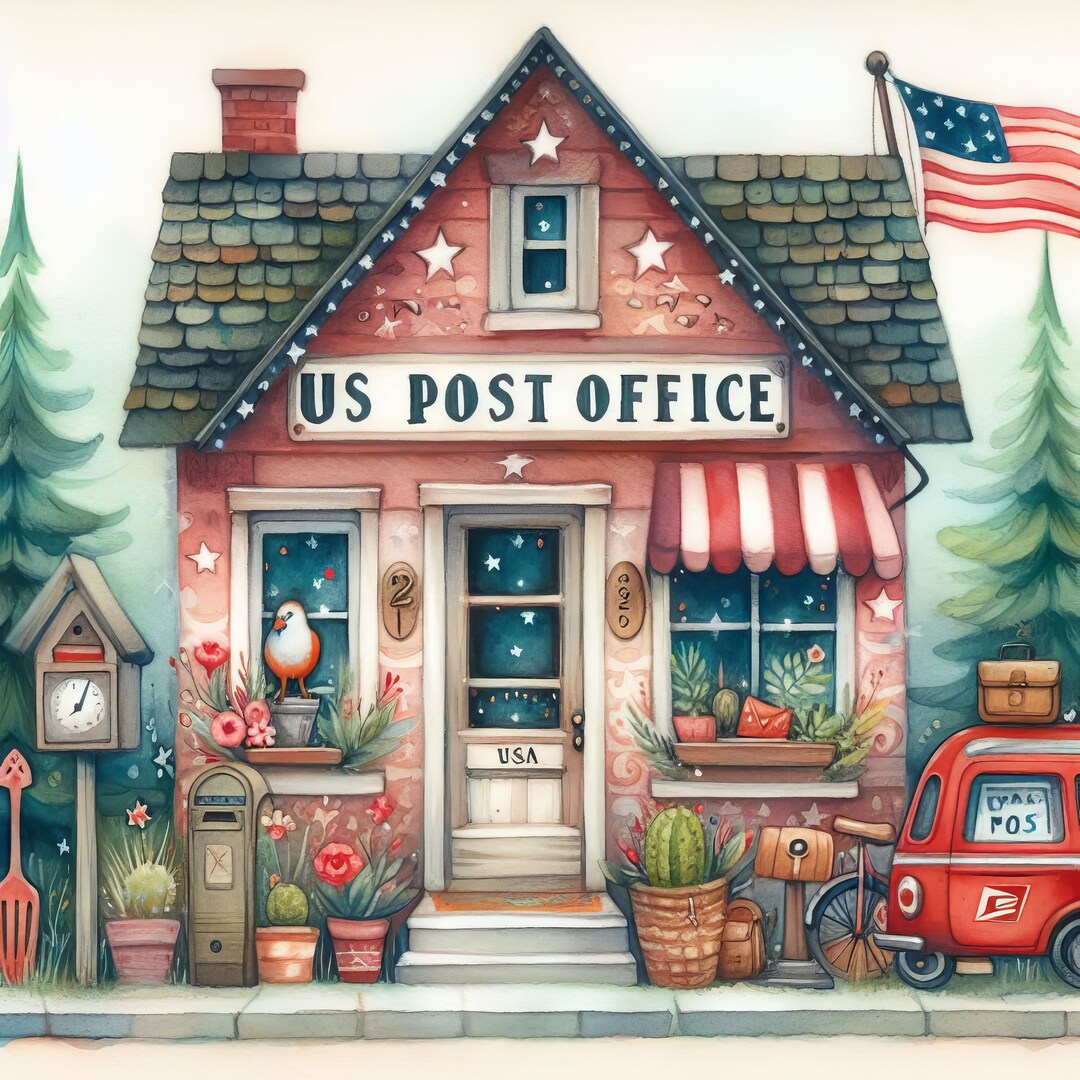 Whimsical US Post Office Clip Art 10 High Res Watercolor Jpgs Junk ...