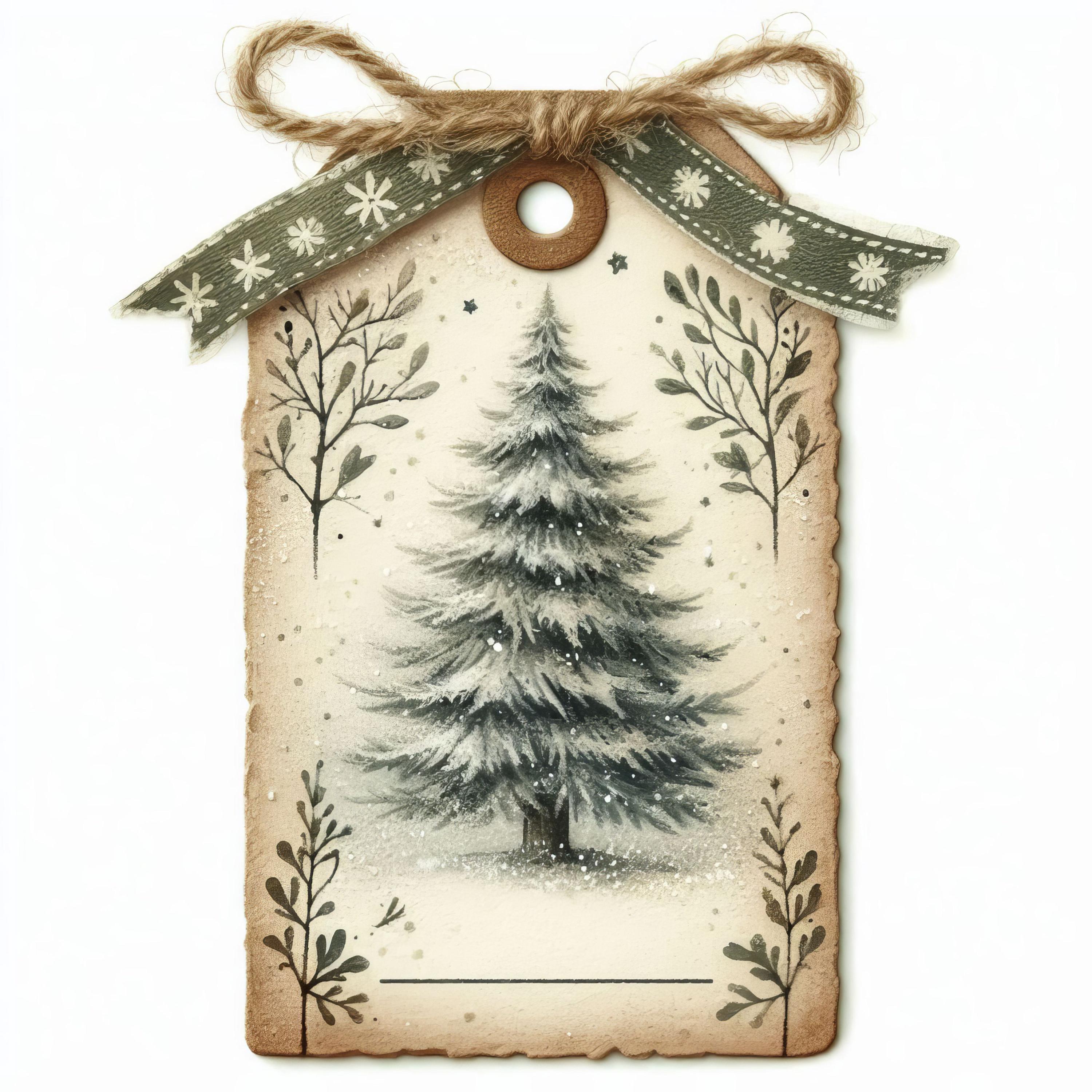 Rustic Christmas Tags: 10 High Res Watercolor Jpgs, Junk Journaling ...