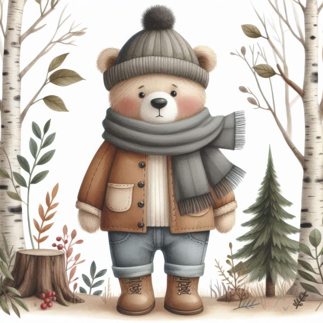 Bear in the Woods Clip Art 10 High Res Watercolor Jpgs for Junk ...