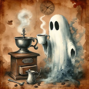 Ghost and Coffee: Clip Art Bundle 10 High Res Watercolor Jpgs Junk ...