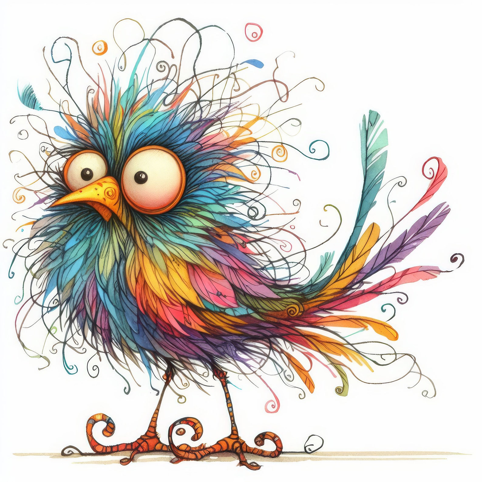 Frazzled Bird Clip Art 10 High Res Watercolor Jpgs for Junk Journaling ...