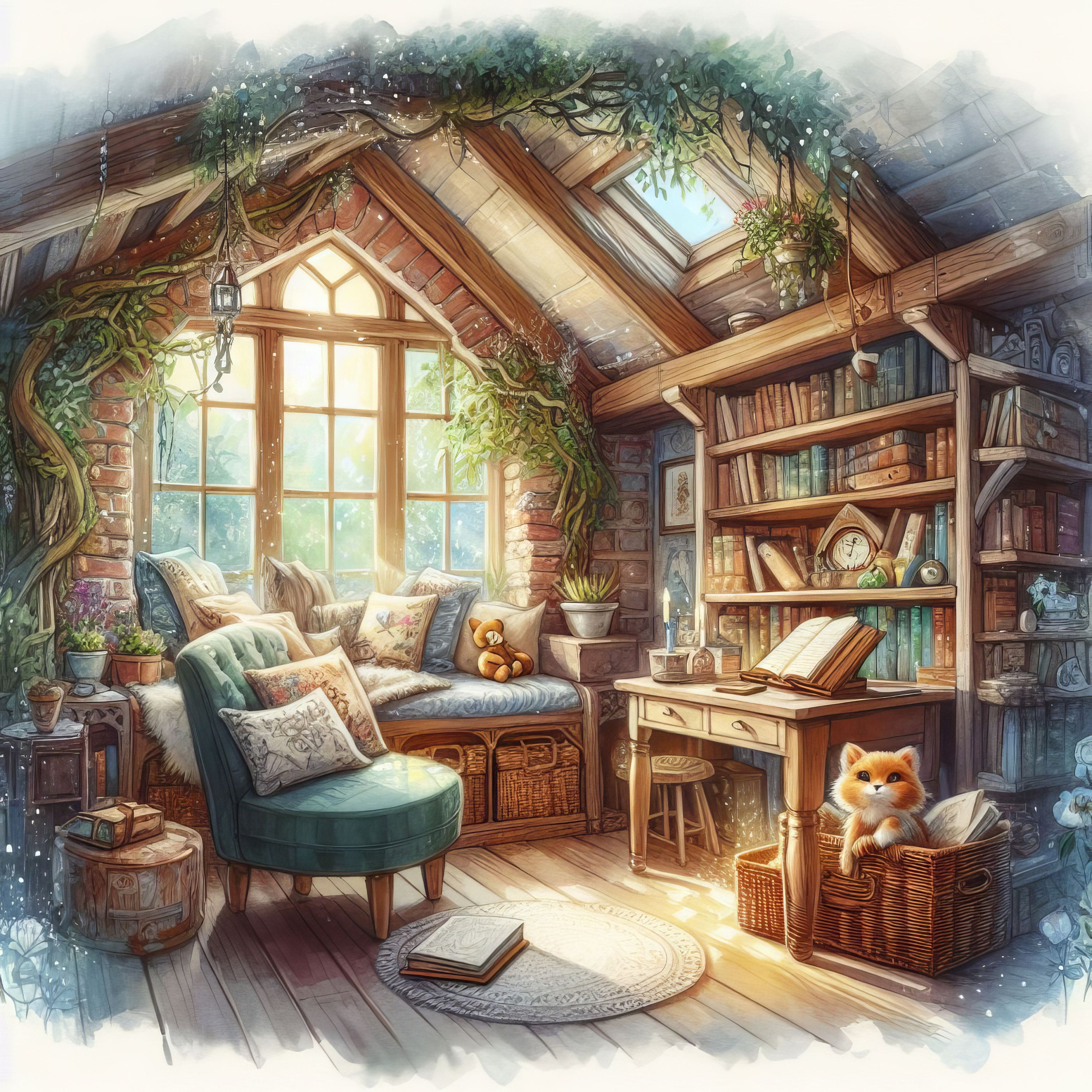 Magical Room: Clip Art, 10 High Res Watercolor Jpgs, Junk Journaling ...