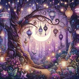 Magical Purple Forest 10 High Res Watercolor Jpgs Junk Journaling ...