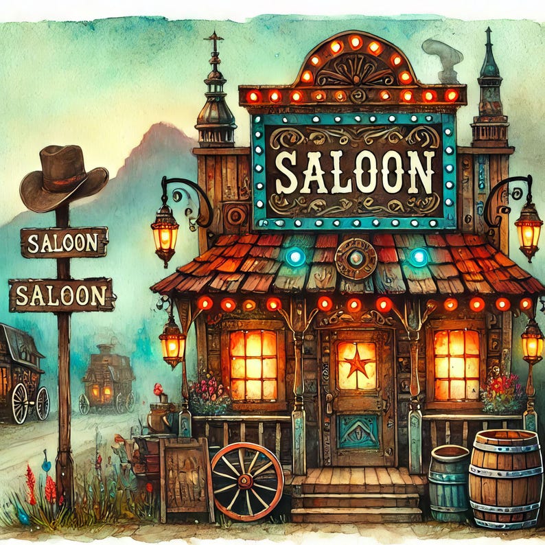 Whimsical Saloon: 10 High Res Watercolor Jpgs Junk Journaling ...
