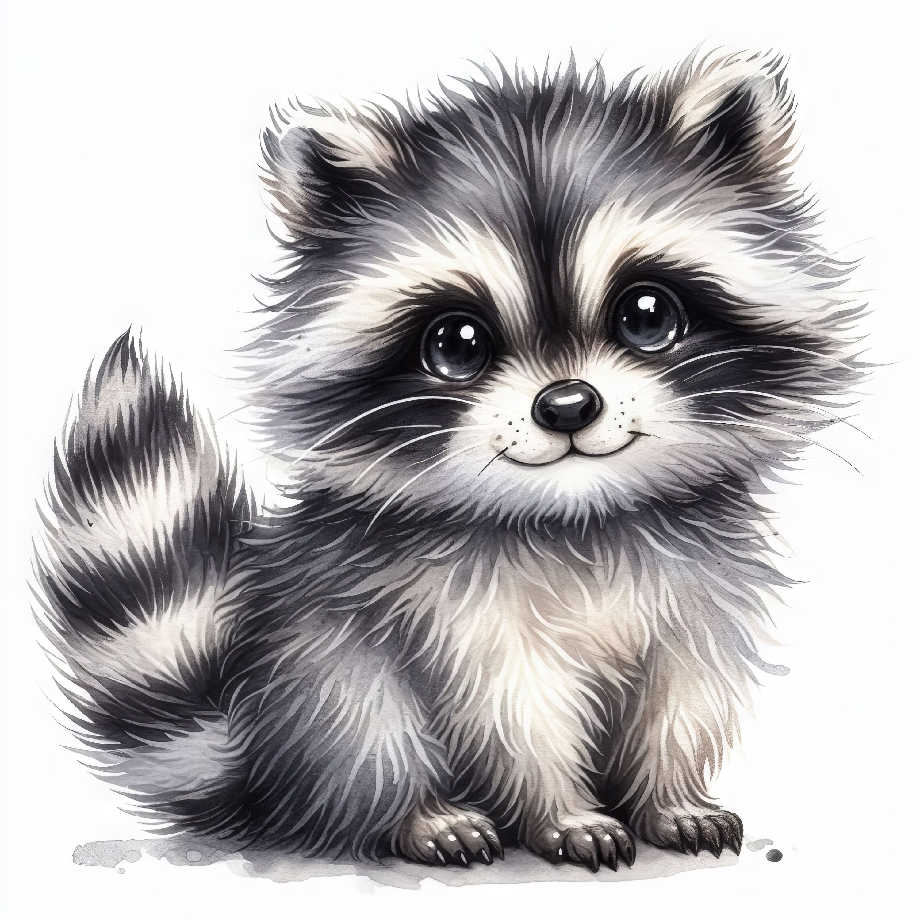 Cute Raccoon Clip Art 10 High Res Watercolor Jpgs for Junk Journaling ...