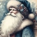 Vintage Blue Santa Clipart Bundle 10 High Res Watercolor Jpgs for Junk ...