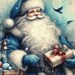 Vintage Blue Santa Clipart Bundle 10 High Res Watercolor Jpgs for Junk ...
