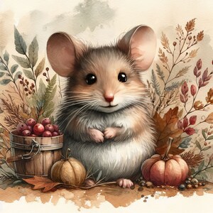 Autumn Mouse Clip Art Bundle 10 High Res Watercolor Jpgs Junk ...