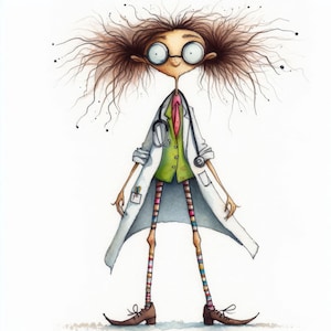 Quirky Doctor Clip Art 10 High Res Watercolor Jpgs for Junk Journaling ...