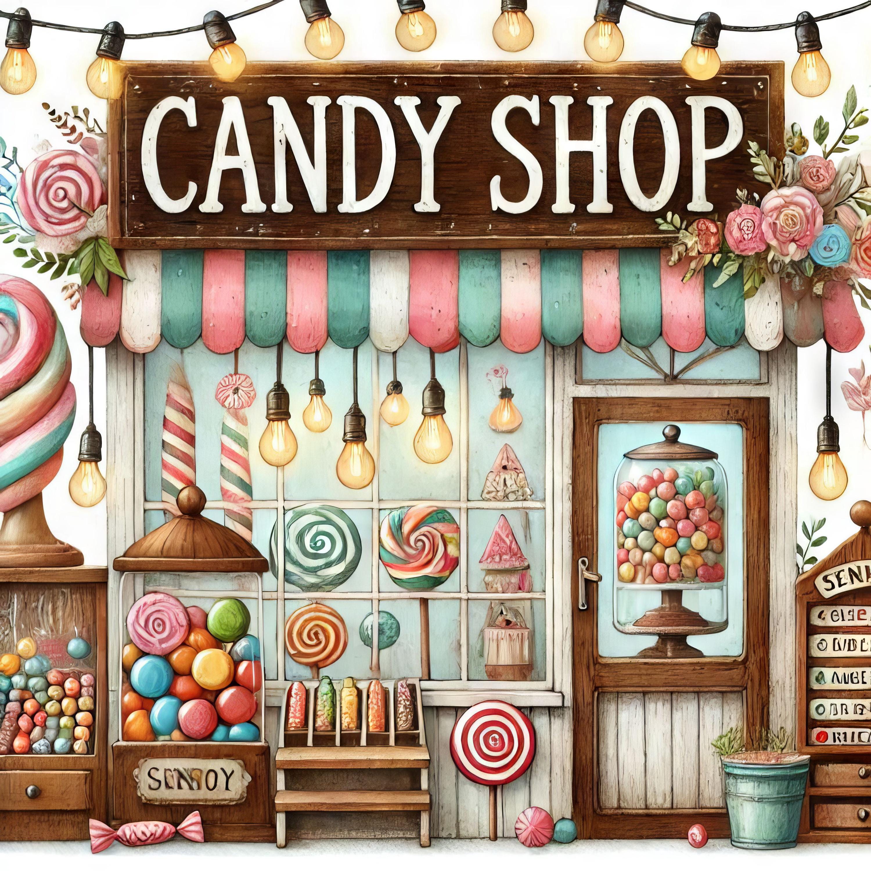 Candy Shop Clip Art 10 High Res Watercolor Jpgs Junk Journaling ...