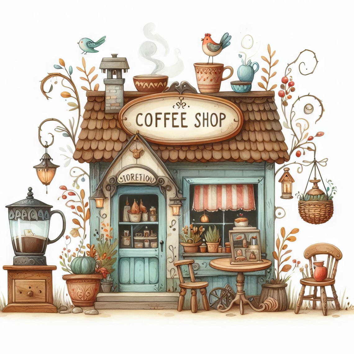 Coffee Shop: Clip Art, 10 High Res Watercolor Jpgs, Junk Journaling ...