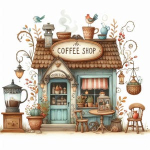 Coffee Shop: Clip Art, 10 High Res Watercolor Jpgs, Junk Journaling ...