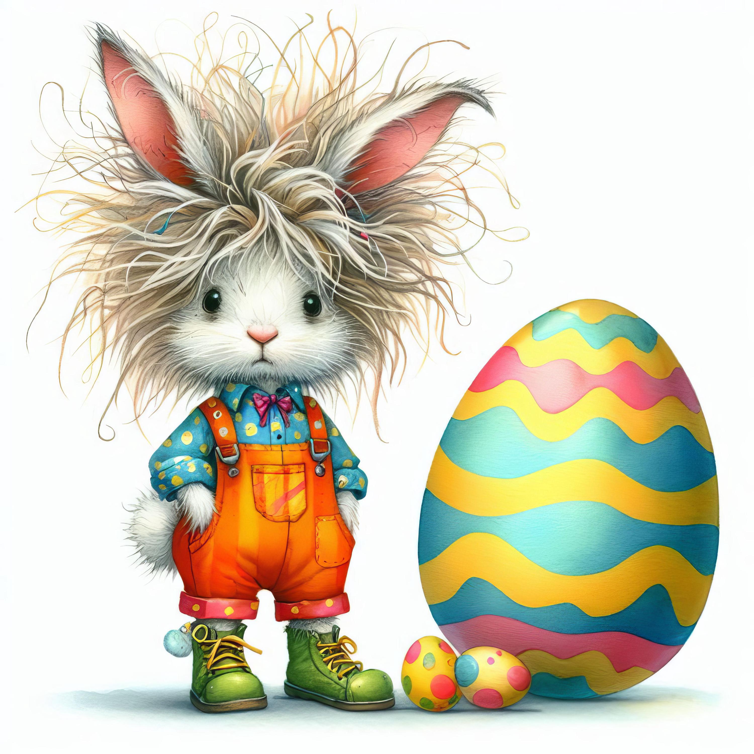 Quirky Easter Bunny: 10 High Res Watercolor Jpgs, Junk Journaling ...