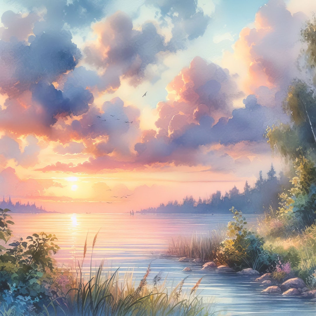 Pastel Clouds Clip Art 10 High Res Watercolor Jpgs for Junk Journaling ...