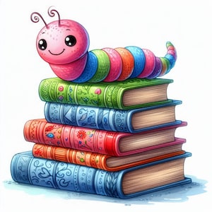 Bookworm Clip Art Bundle 10 High Res Watercolor Jpgs for Junk ...