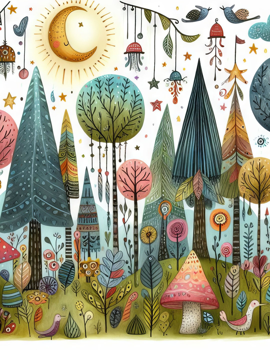 Whimsical Forest Clipart Bundle 10 High Res Watercolor Jpgs for Junk ...