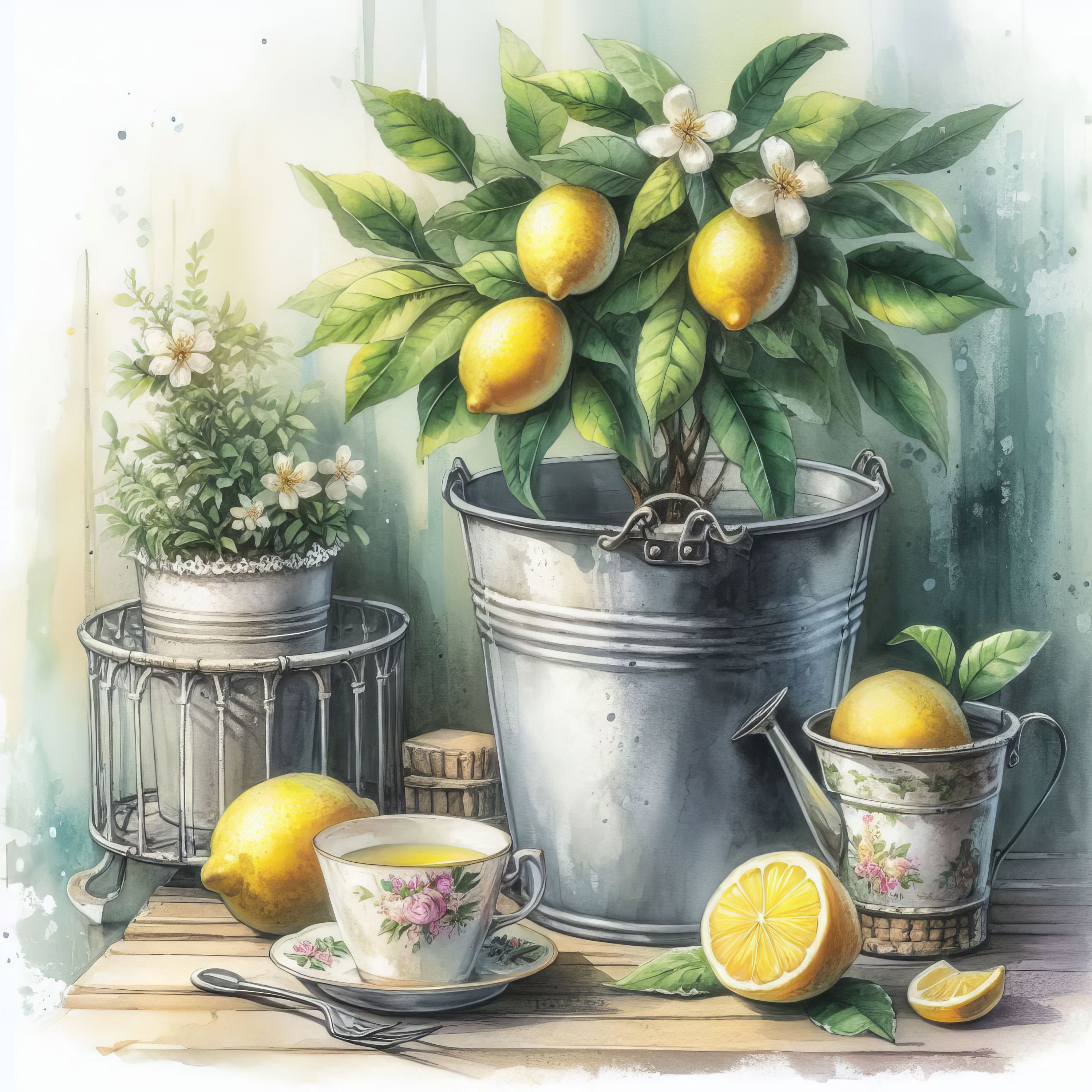 Lemon Tree: Clip Art 10 High Res Watercolor Jpegs for Junk Journaling ...