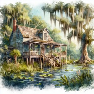 Down on the Bayou Clip Art 10 High Res Watercolor Jpgs for Junk ...