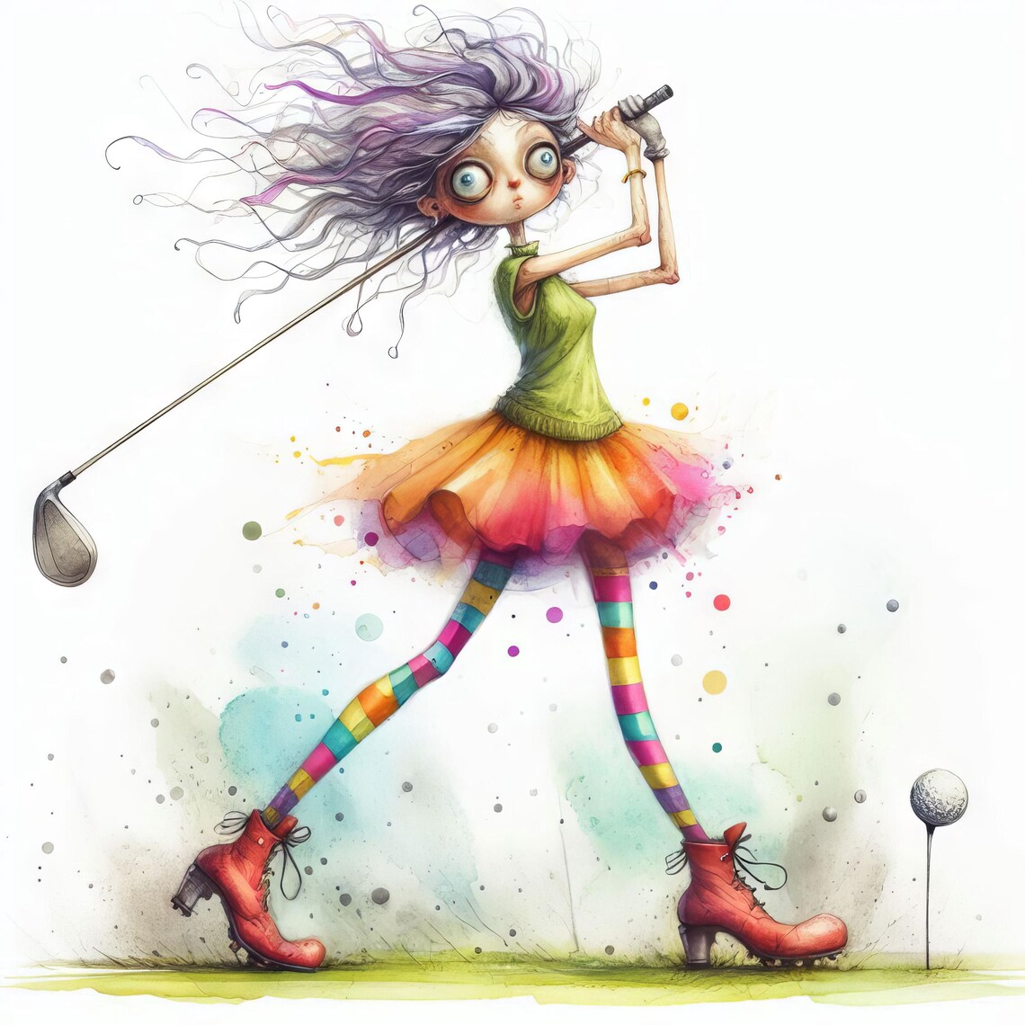 Quirky Golf 10 High Res Watercolor Jpgs for Junk Journaling ...