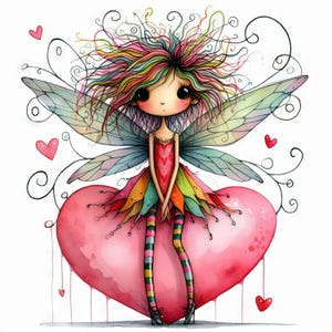 Quirky Valentine Fairy Clip Art 10 High Res Watercolor Jpgs Junk ...