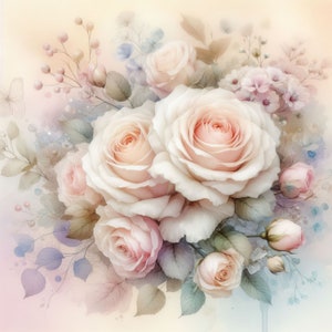 Pastel Roses Clip Art 10 High Res Watercolor Jpgs for Junk Journaling ...